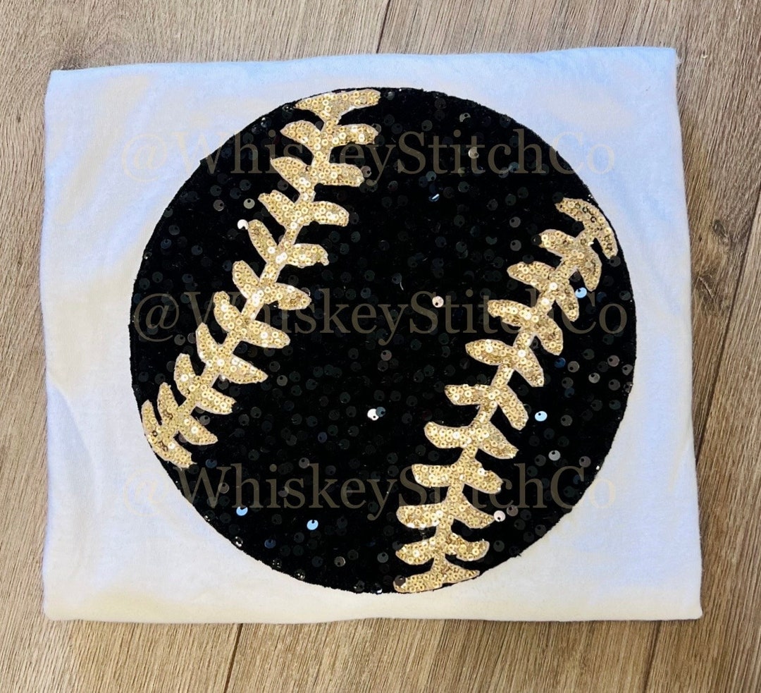 BASEBALL SOFTBALL Sparkly Glitter Sequin Applique Embroidered, Gameday, School Spirit, T-shirt ...