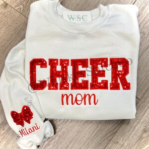 Cheer Mom SWEATSHIRT Sparkly Glitter Sequin Applique, Embroidered ...