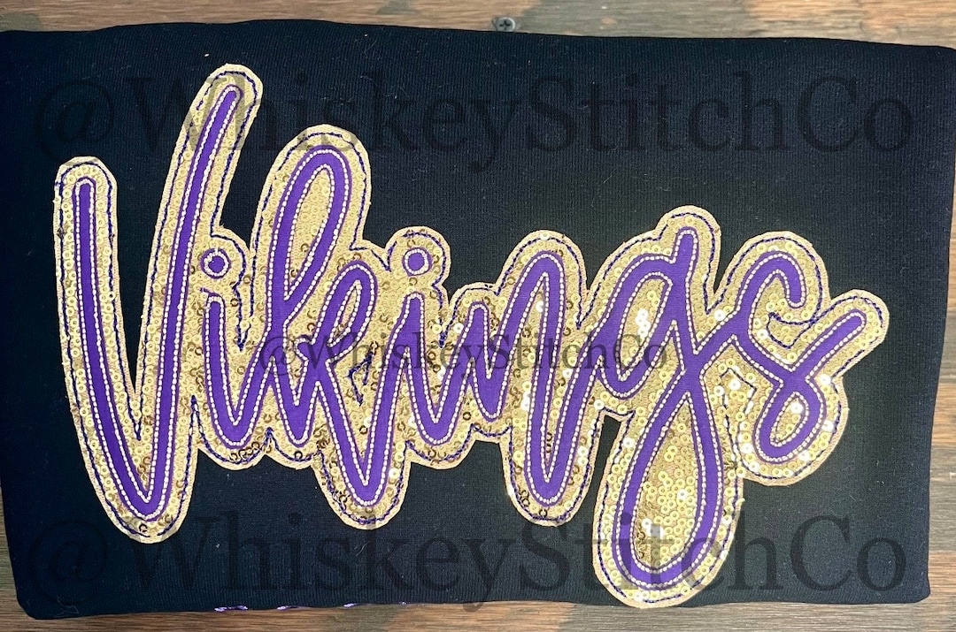 VIKINGS SWEATSHIRT Sparkly Glitter Sequin Applique, Embroidered, Gameday, Sportswear, Spirit ...