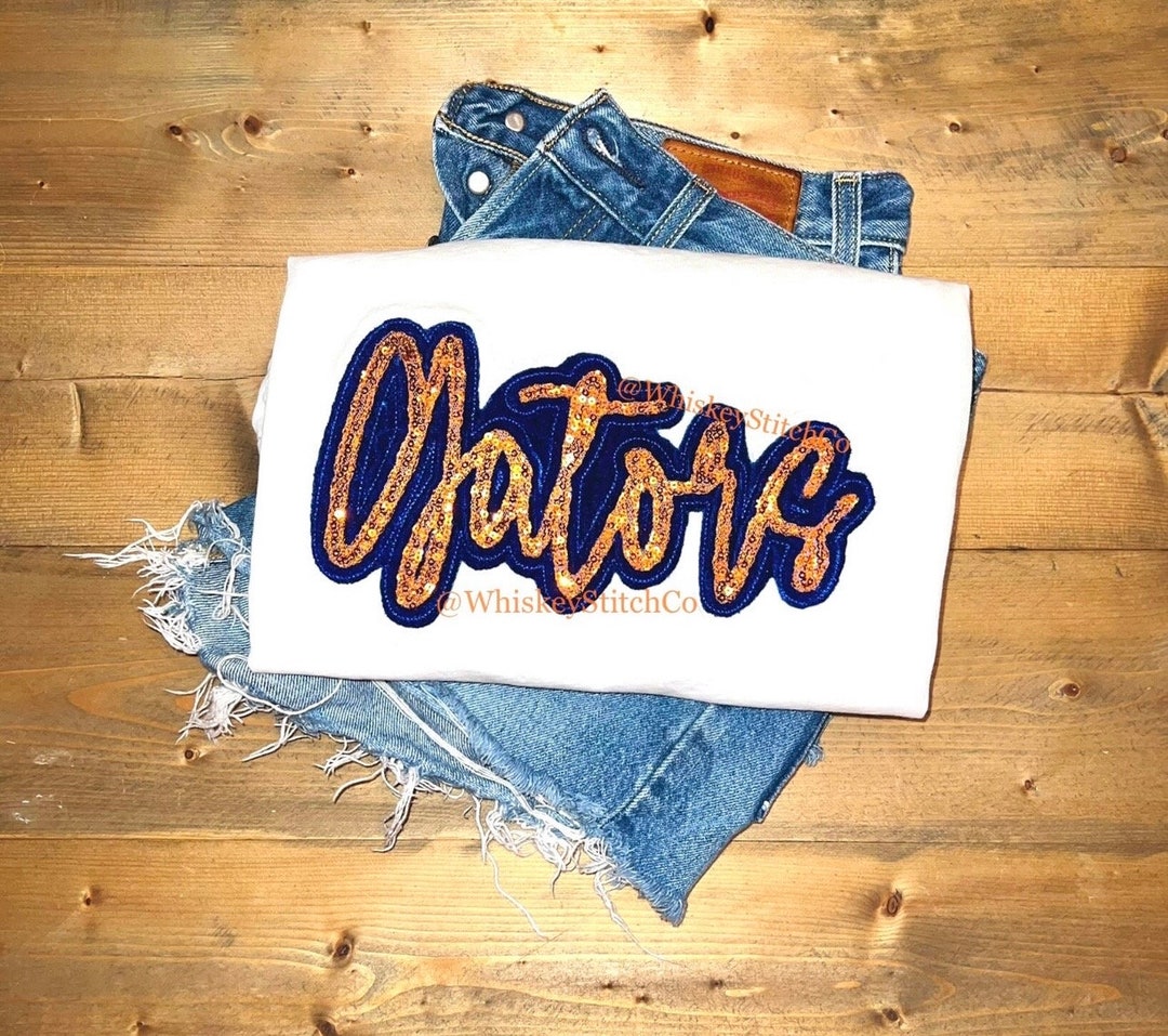 GATORS SHORT SLEEVE Sparkly Glitter Sequin Applique, Embroidered ...
