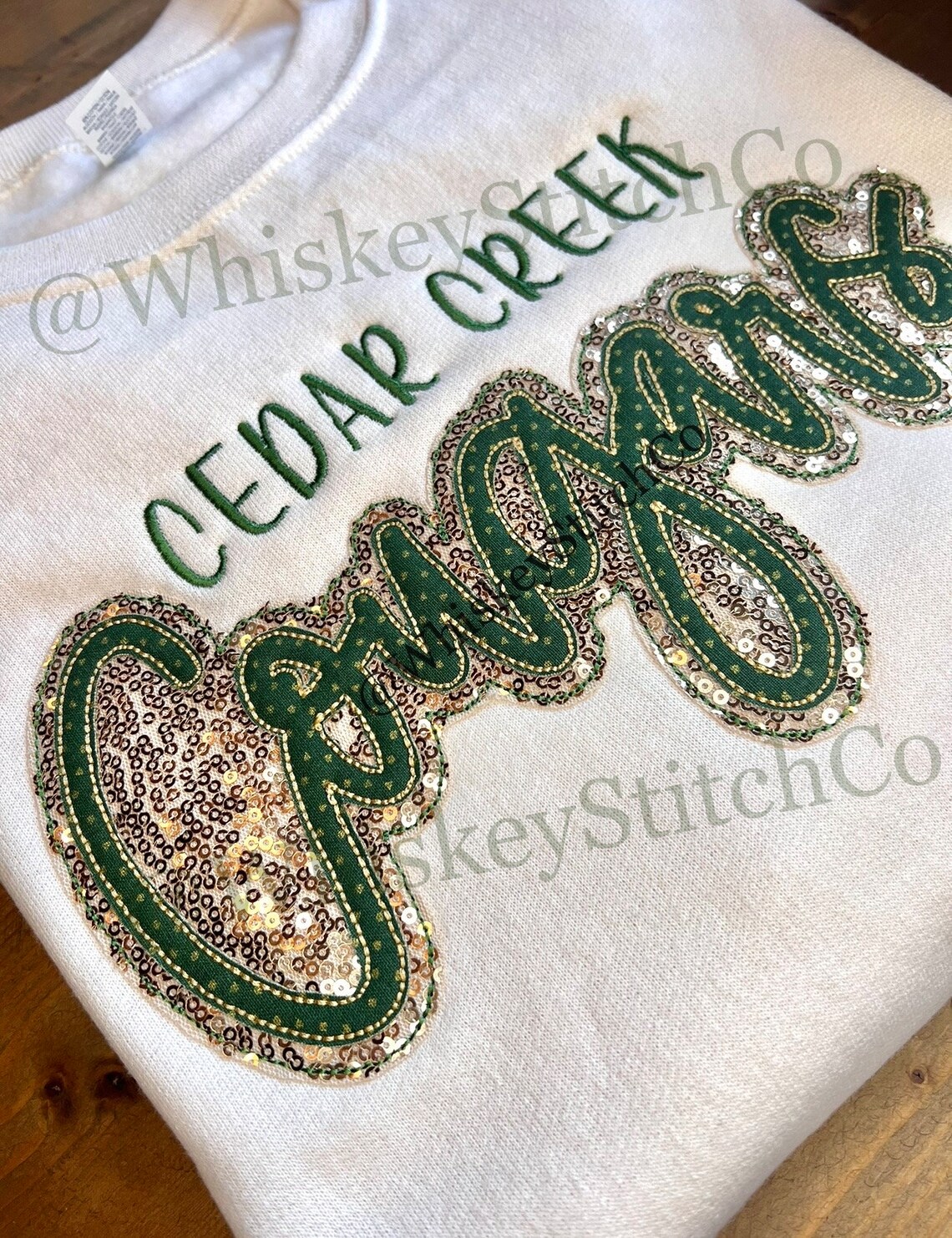 COUGARS SWEATSHIRT Sparkly Glitter Sequin Applique, Embroidered, Gameday, Sportswear, School ...