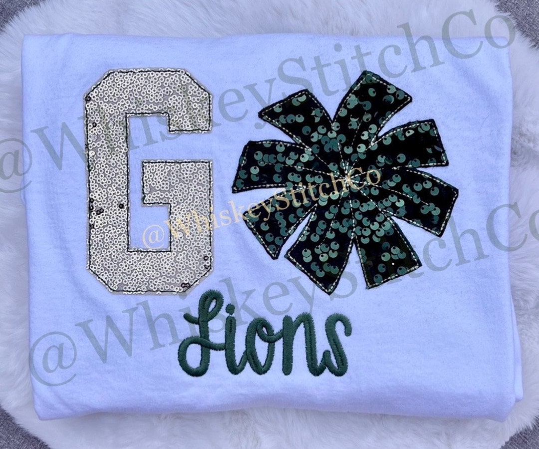 GO CHEER SHORT Sleeve Sparkly Glitter Sequin Applique Embroidered ...