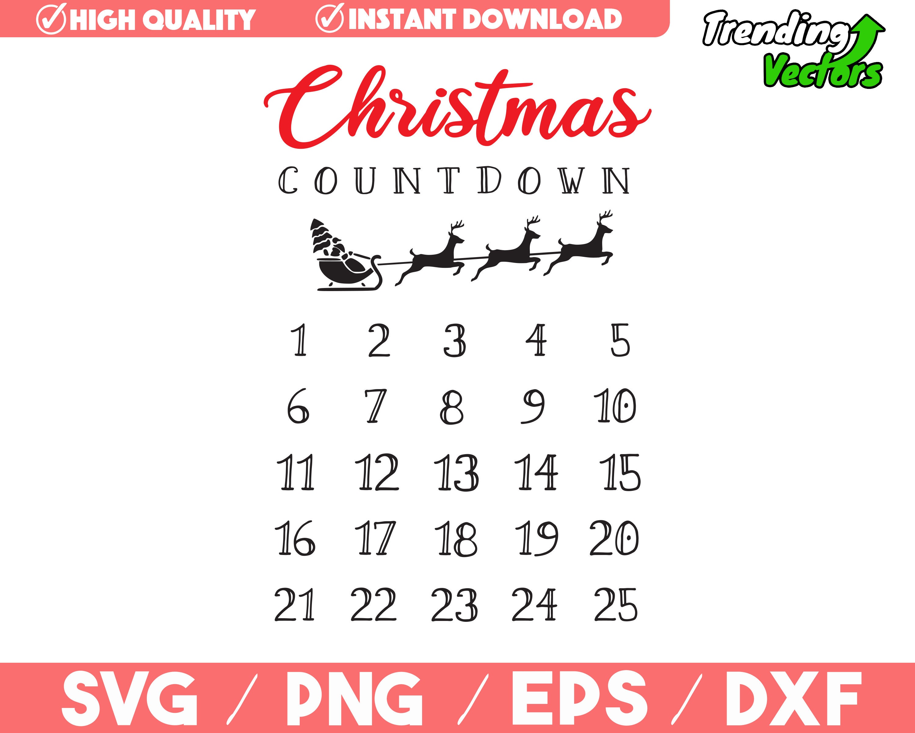 Christmas Countdown Advent Calendar SVG - Cut File for Cricut ...