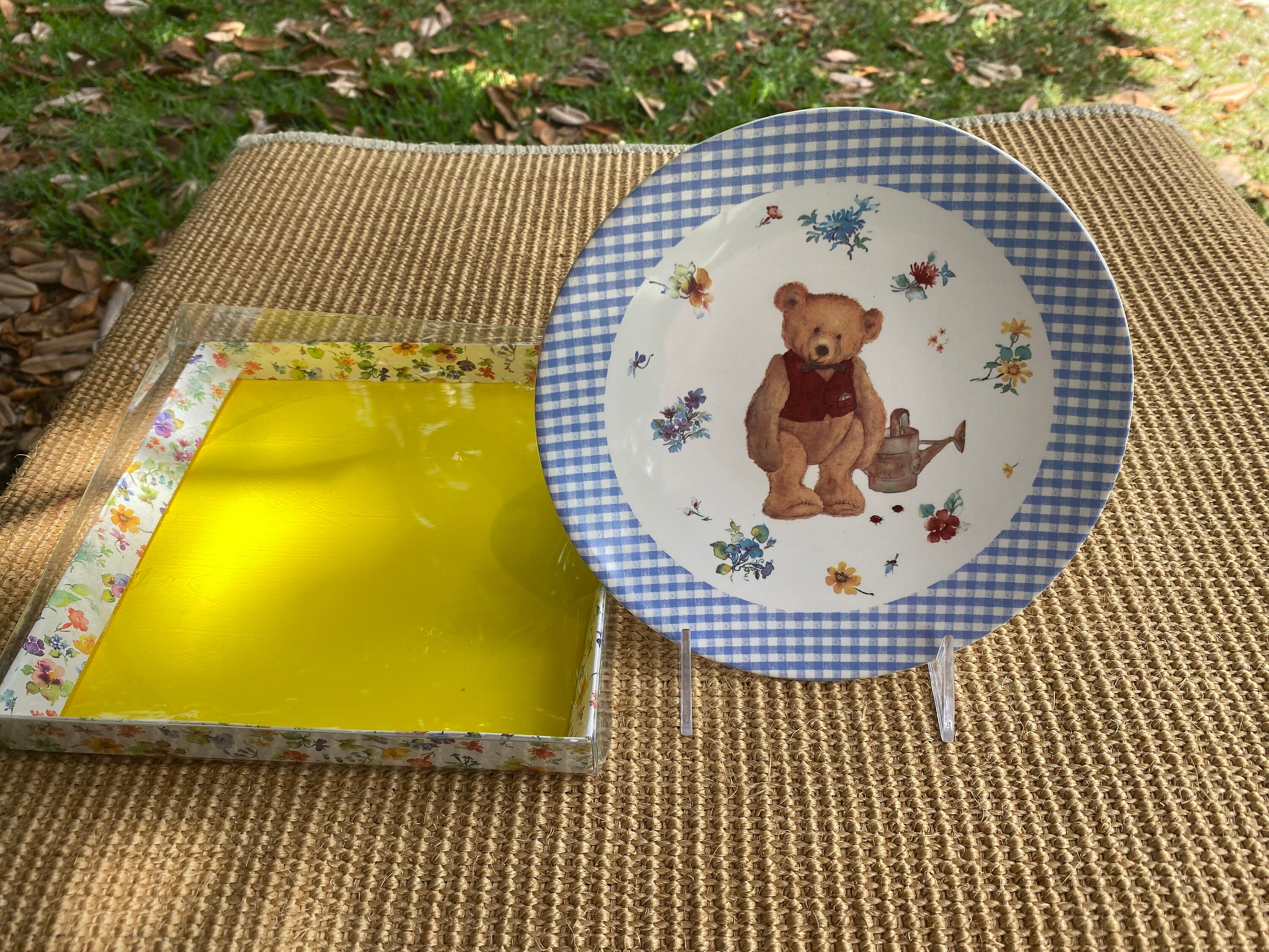 1997 Mary Hamilton Hallmark Cards Teddy Bear Ceramic 8" Plate Floral ...