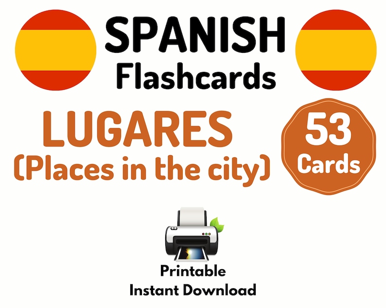 53 Tarjetas didácticas de vocabulario de lugares en español de la ...