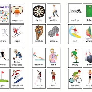 64 Spanish Sports Vocabulary Flashcards - Learning Spanish - Homeschool ...