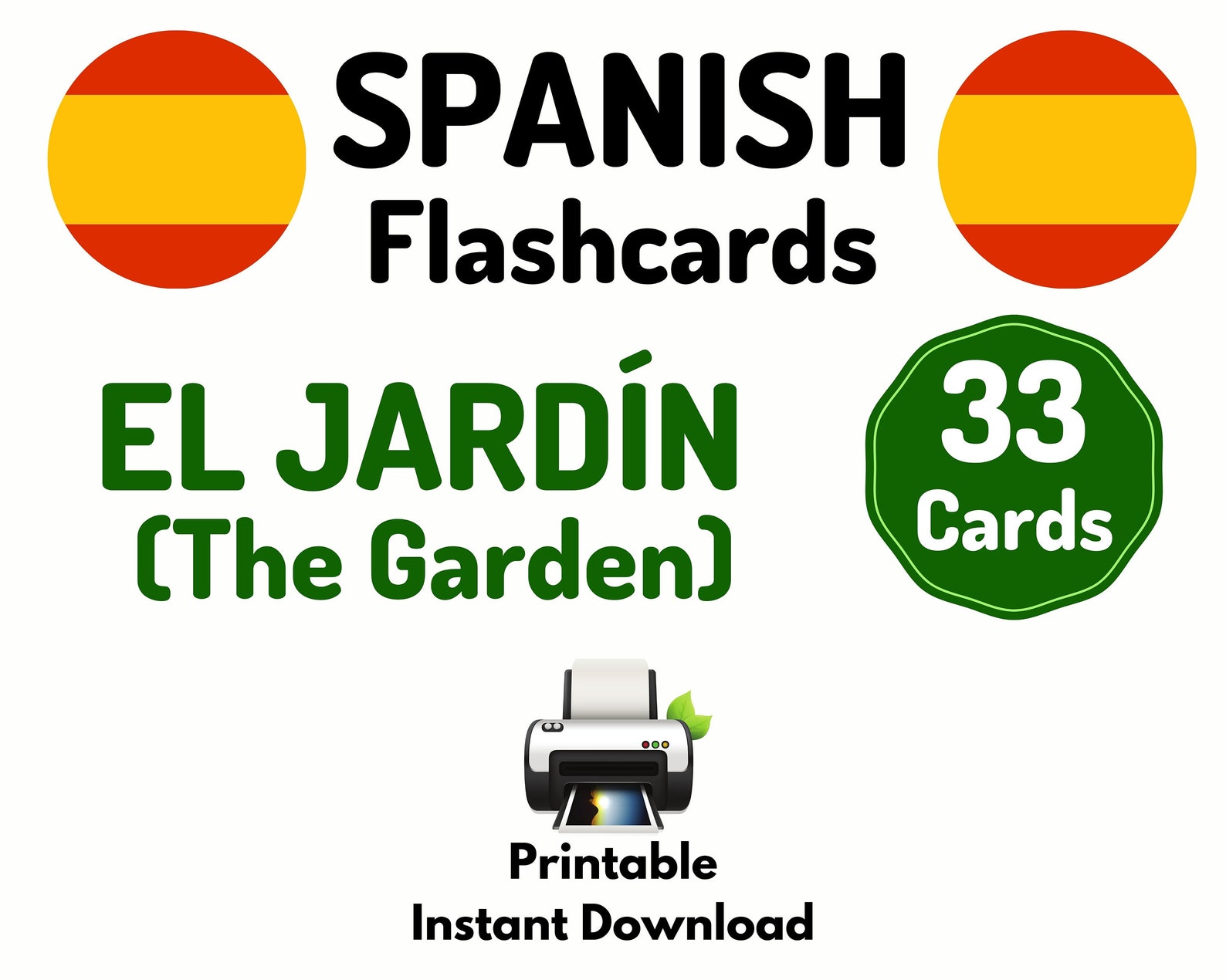 33 Spanish Garden Vocabulary Flashcards - Learning Spanish - Homeschool ...