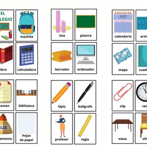 49 Spanish School Vocabulary Flashcards - Learning Spanish - Homeschool ...