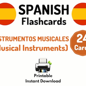 24 Spanish Musical Instruments Vocabulary Flashcards - Learning Spanish ...
