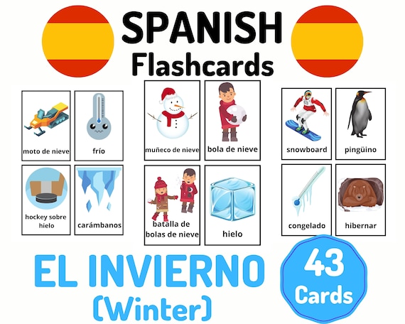 43 Spanish Winter Vocabulary Flashcards Learning Spanish | Etsy