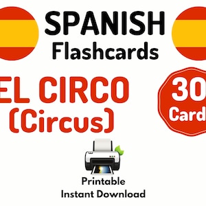 30 Spanish Circus Vocabulary Flashcards - Learning Spanish - Homeschool ...
