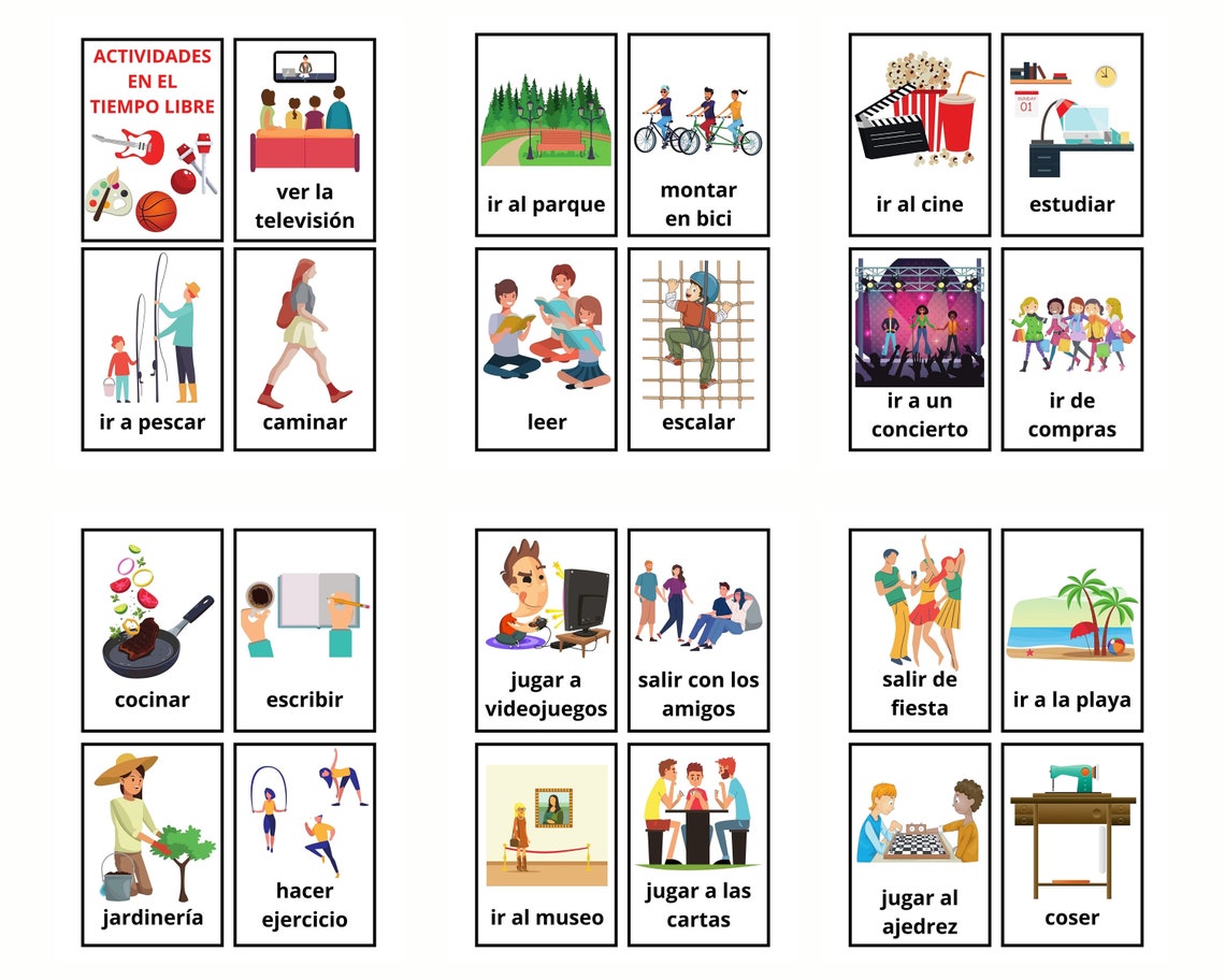 55 Spanish Free Time Vocabulary Flashcards - Learning Spanish ...