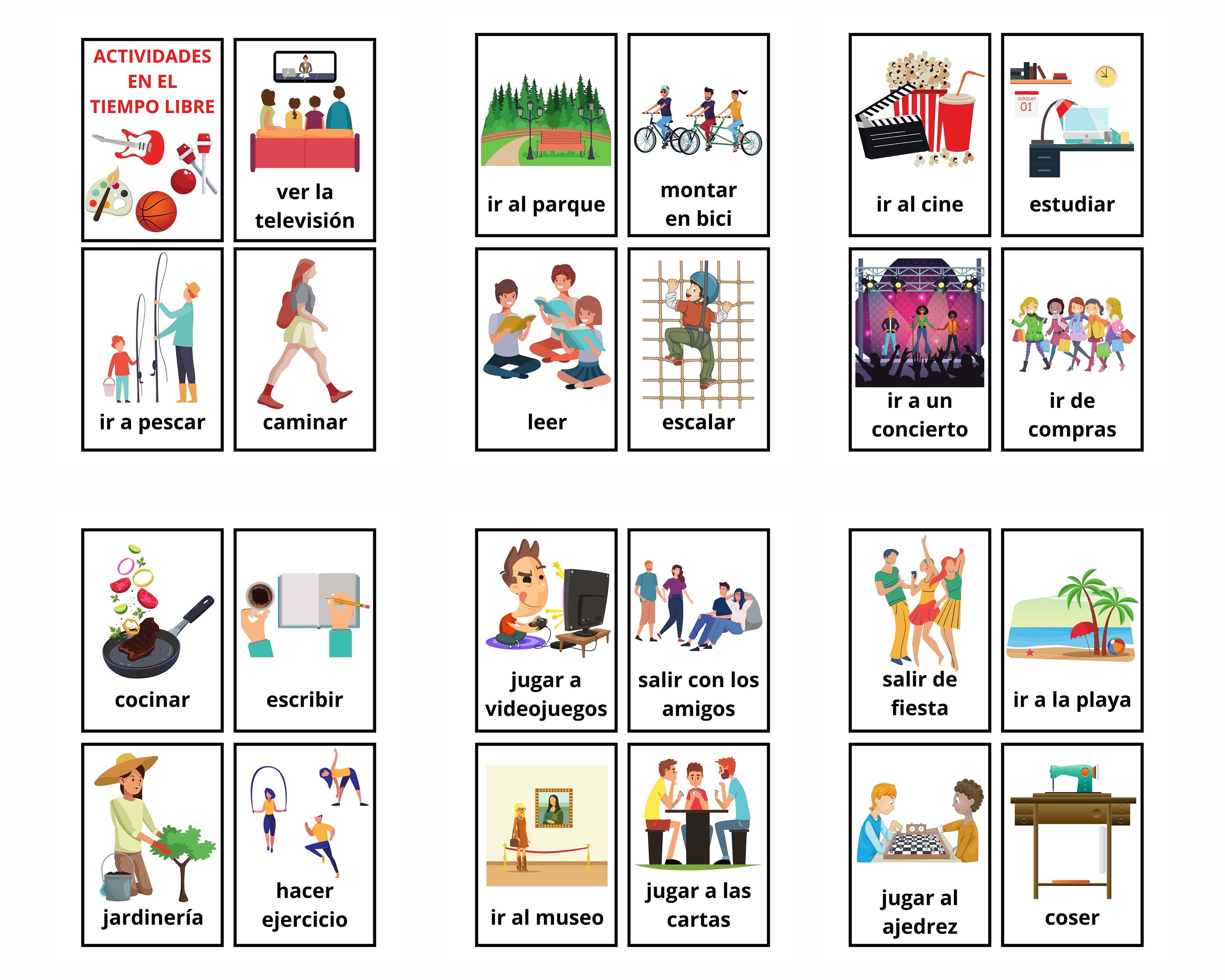55 Spanish Free Time Vocabulary Flashcards - Learning Spanish ...