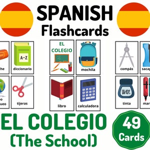 49 Spanish School Vocabulary Flashcards - Learning Spanish - Homeschool ...
