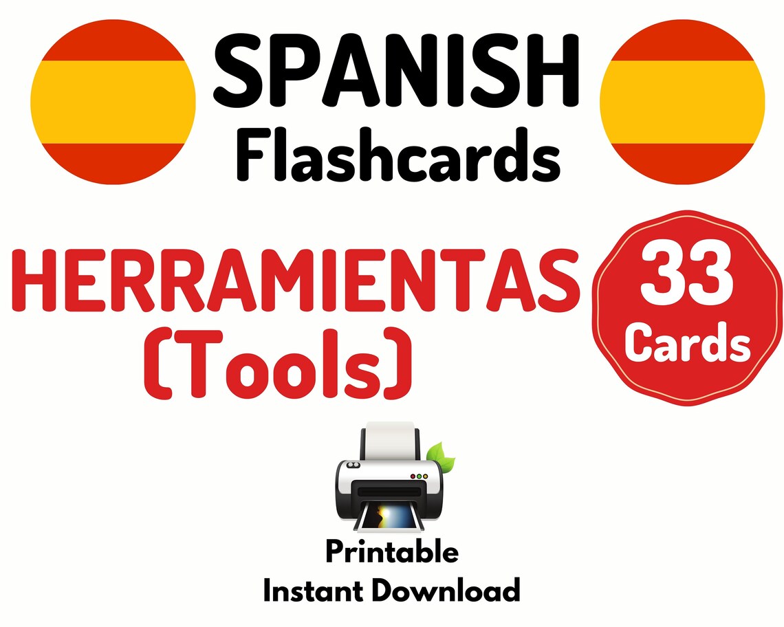 33 Spanish Tools Vocabulary Flashcards - Learning Spanish - Homeschool ...
