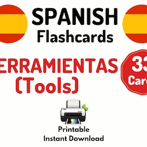 33 Spanish Tools Vocabulary Flashcards - Learning Spanish - Homeschool ...