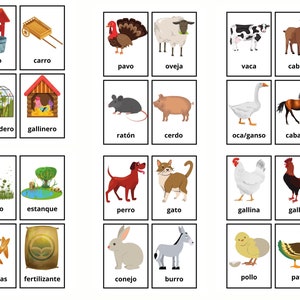 49 Spanish Farm Vocabulary Flashcards Learning Spanish Homeschool ...