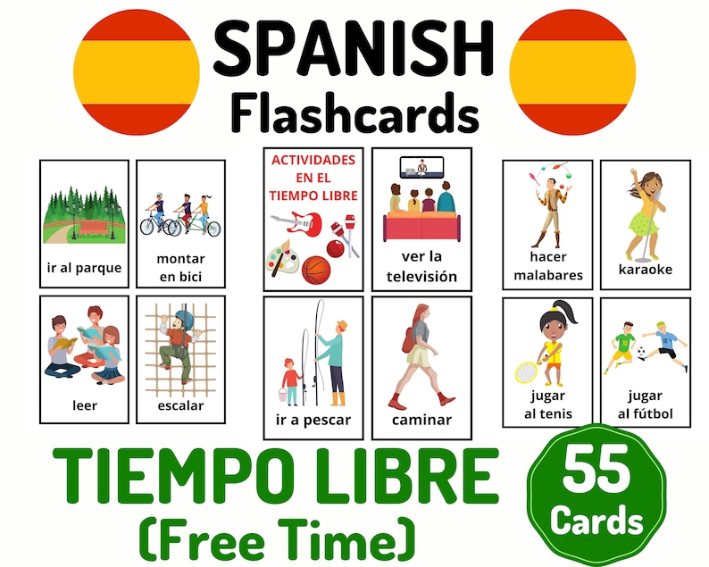 55 Spanish Free Time Vocabulary Flashcards - Learning Spanish ...