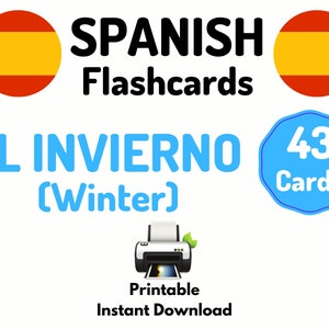 43 Spanish Winter Vocabulary Flashcards - Learning Spanish - Homeschool ...