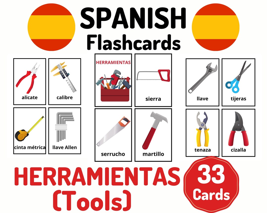 33 Spanish Tools Vocabulary Flashcards - Learning Spanish - Homeschool ...