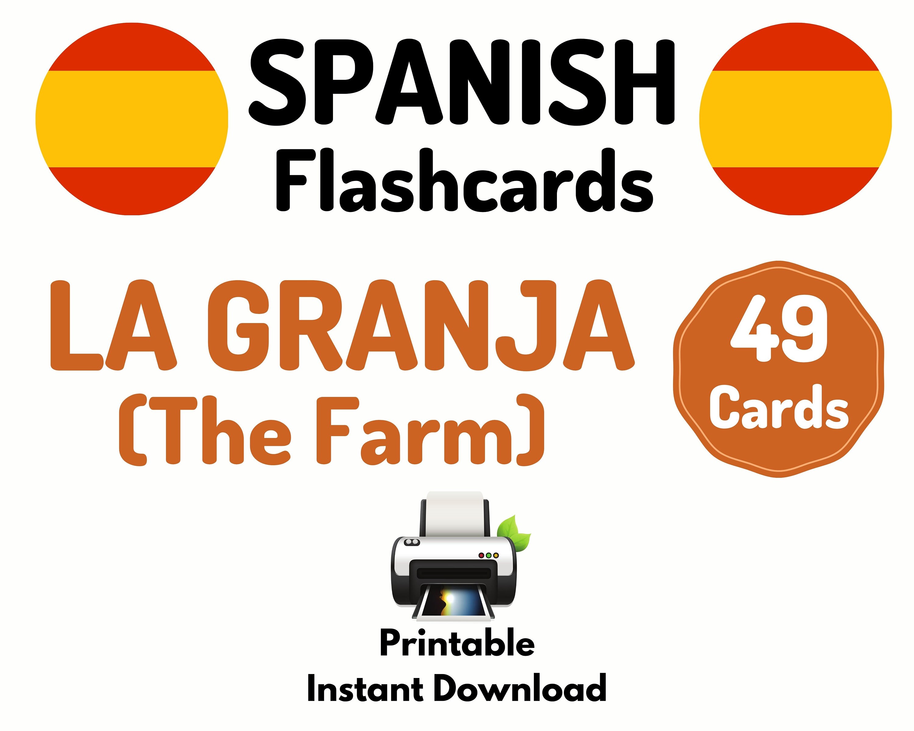 49 Spanish Farm Vocabulary Flashcards Learning Spanish Homeschool ...