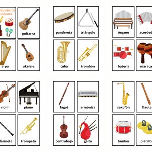 24 Spanish Musical Instruments Vocabulary Flashcards - Learning Spanish ...