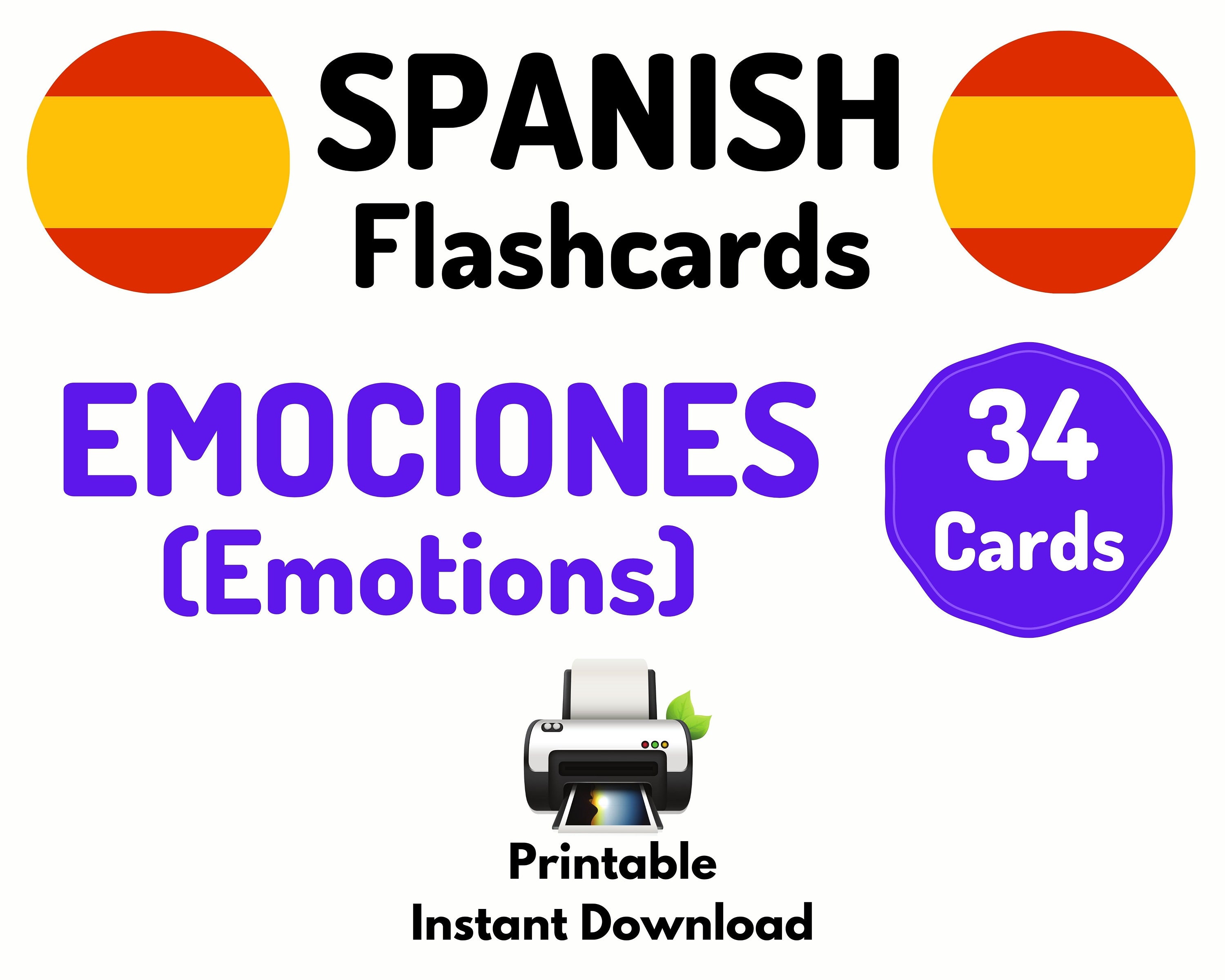 34 Spanish Emotions Vocabulary Flashcards - Learning Spanish ...