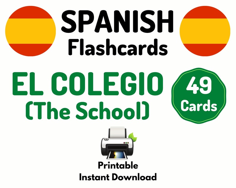 49 Spanish School Vocabulary Flashcards - Learning Spanish - Homeschool ...