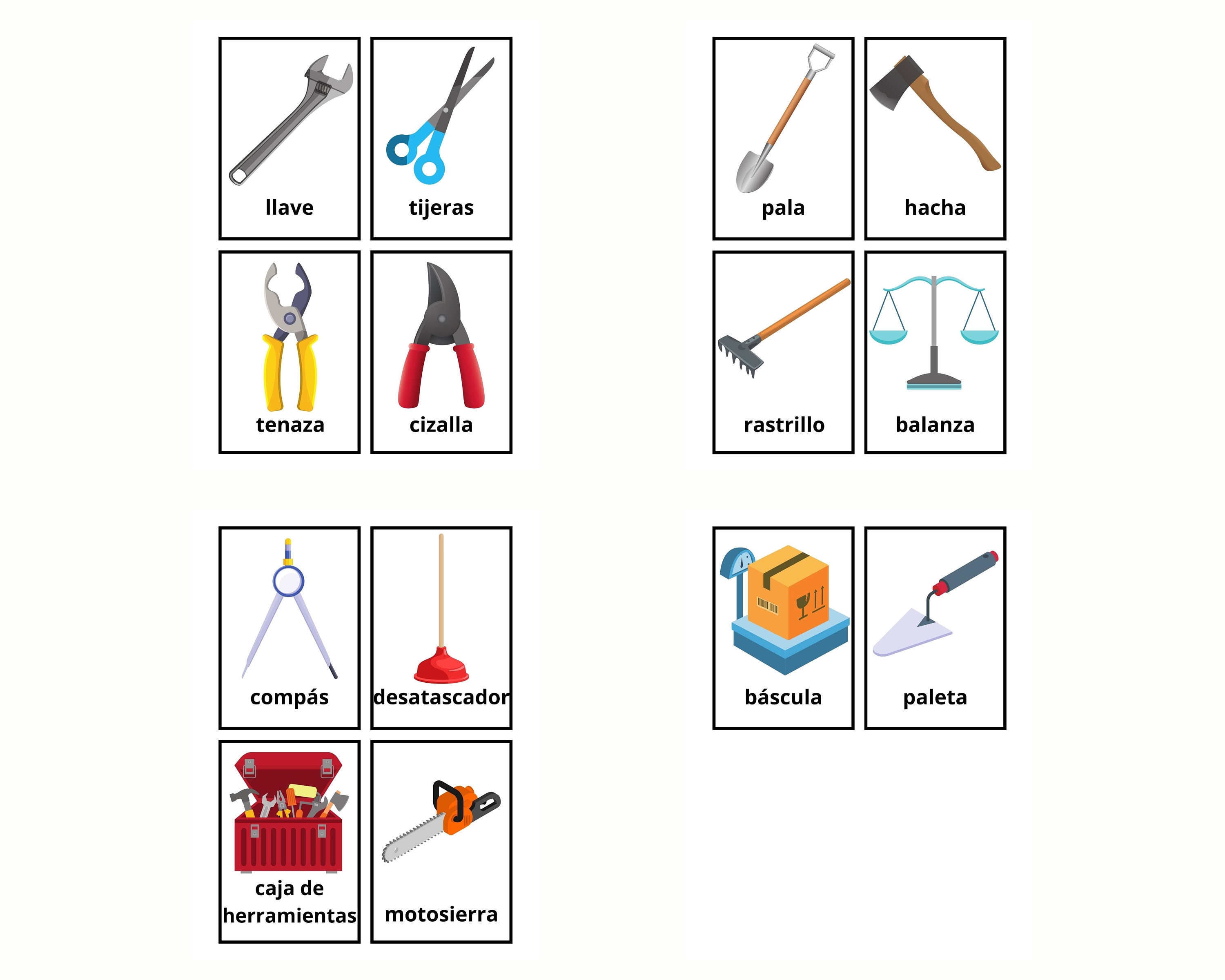 33 Spanish Tools Vocabulary Flashcards - Learning Spanish - Homeschool ...