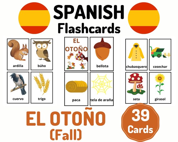 39 Spanish Fall Vocabulary Flashcards Learning Spanish - Etsy New Zealand