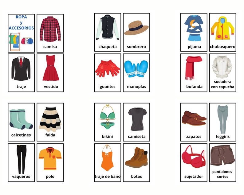 54 Spanish Clothing Vocabulary Flashcards - Learning Spanish ...
