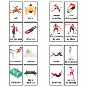 64 Spanish Sports Vocabulary Flashcards - Learning Spanish - Homeschool ...