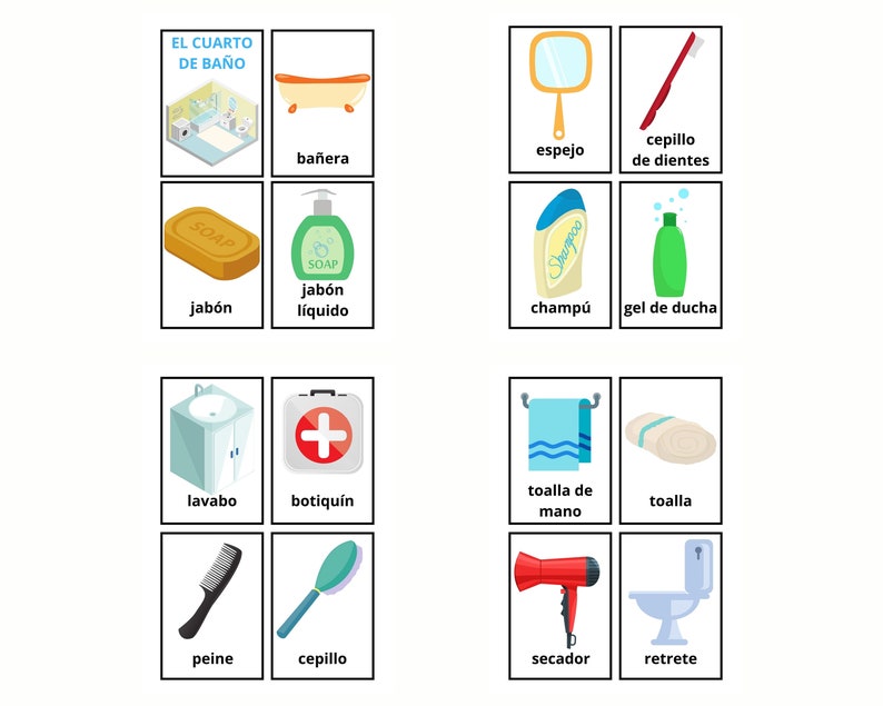 27 Spanish Bathroom Vocabulary Flashcards - Learning Spanish ...