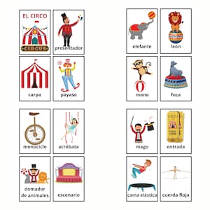 30 Spanish Circus Vocabulary Flashcards - Learning Spanish - Homeschool ...