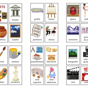 23 Spanish Art Vocabulary Flashcards Learning Spanish | Etsy