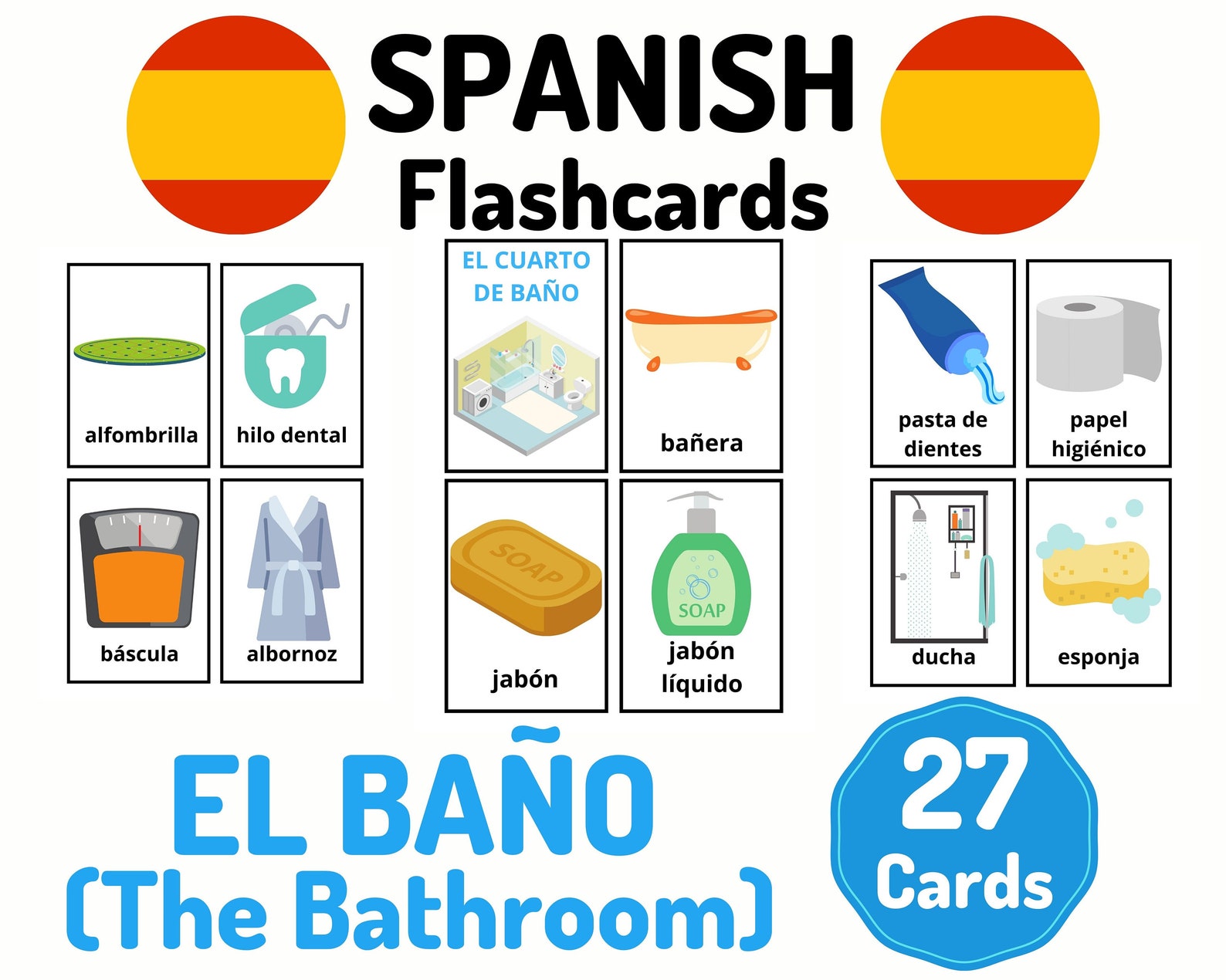 27 Spanish Bathroom Vocabulary Flashcards - Learning Spanish ...