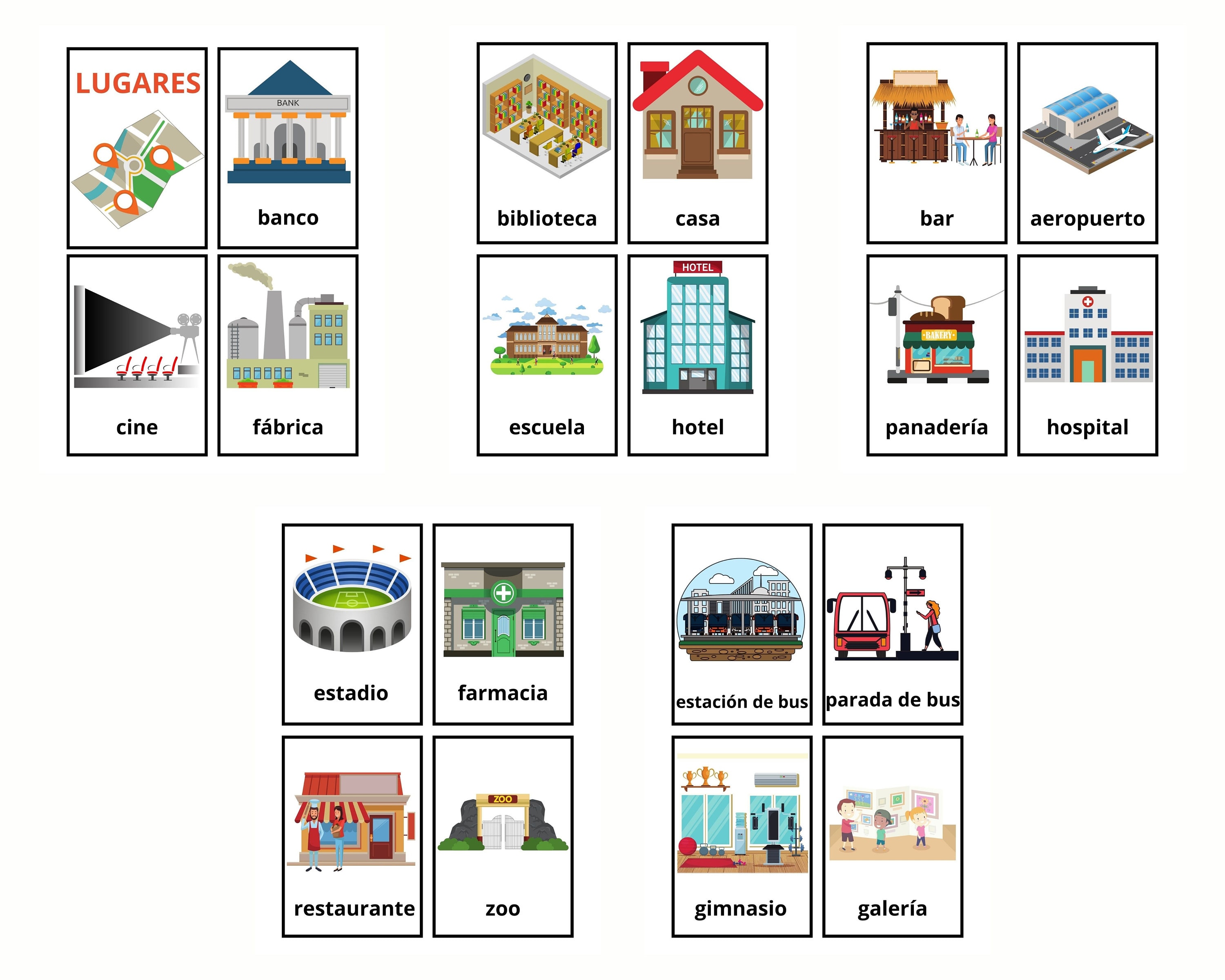 53 Spanish Places in the City Vocabulary Flashcards - Learning Spanish ...