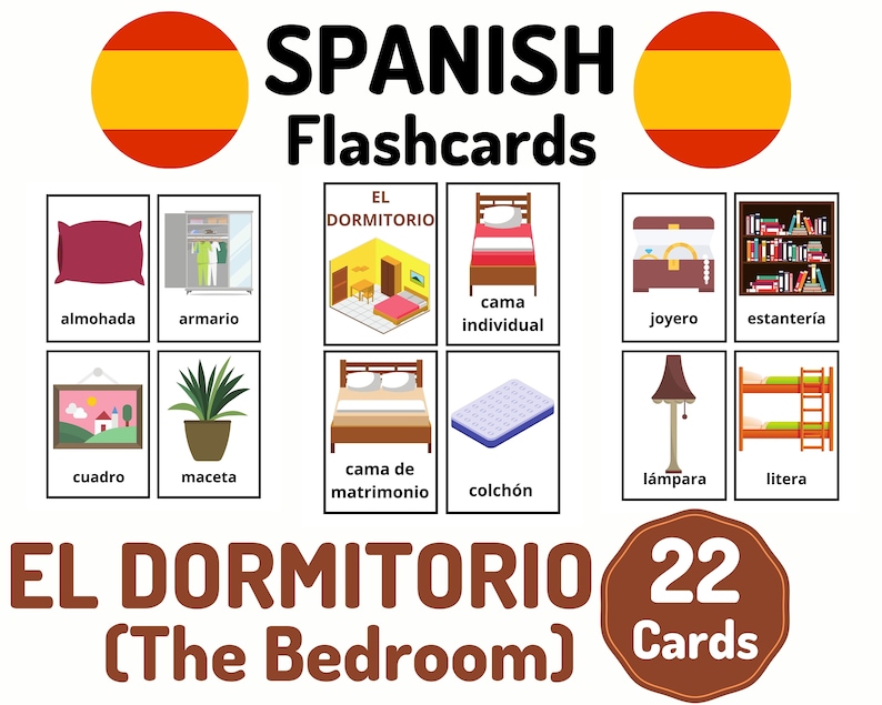 22 Spanish Bedroom Vocabulary Flashcards - Learning Spanish ...