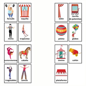 30 Spanish Circus Vocabulary Flashcards - Learning Spanish - Homeschool ...