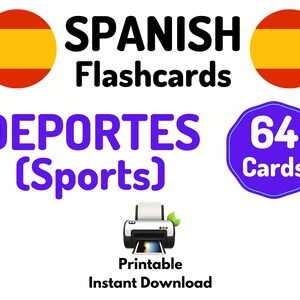 64 Spanish Sports Vocabulary Flashcards - Learning Spanish - Homeschool ...