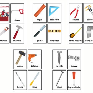 33 Spanish Tools Vocabulary Flashcards - Learning Spanish - Homeschool ...
