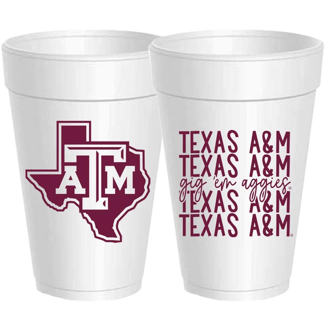 Aggie Cups - 25 Pack 16oz- Officially Licensed Texas A&M Gig Em Mirror ...