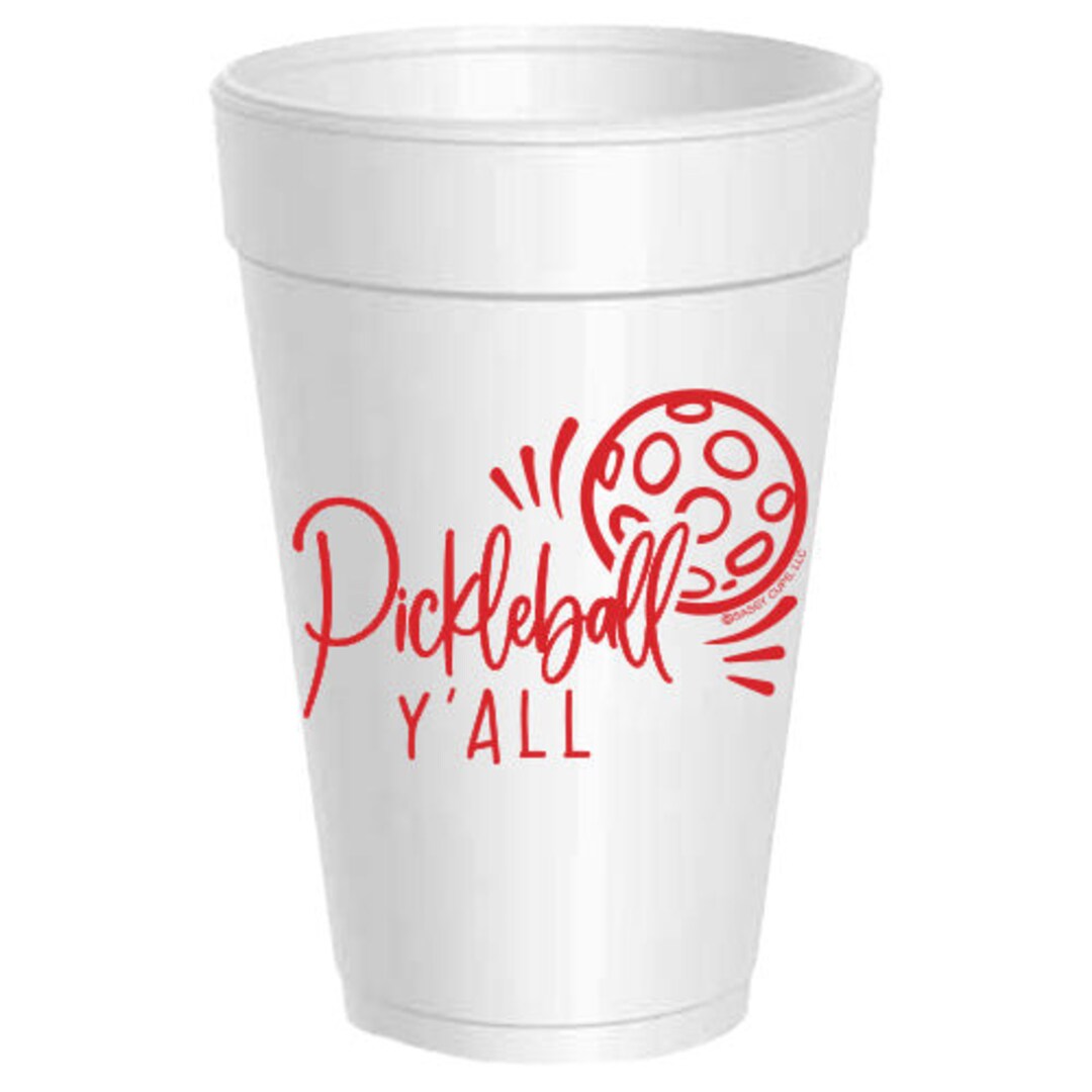 Pickleball Cups - 25 Pack 16oz Disposable Styrofoam Cups - Pickleball Y ...