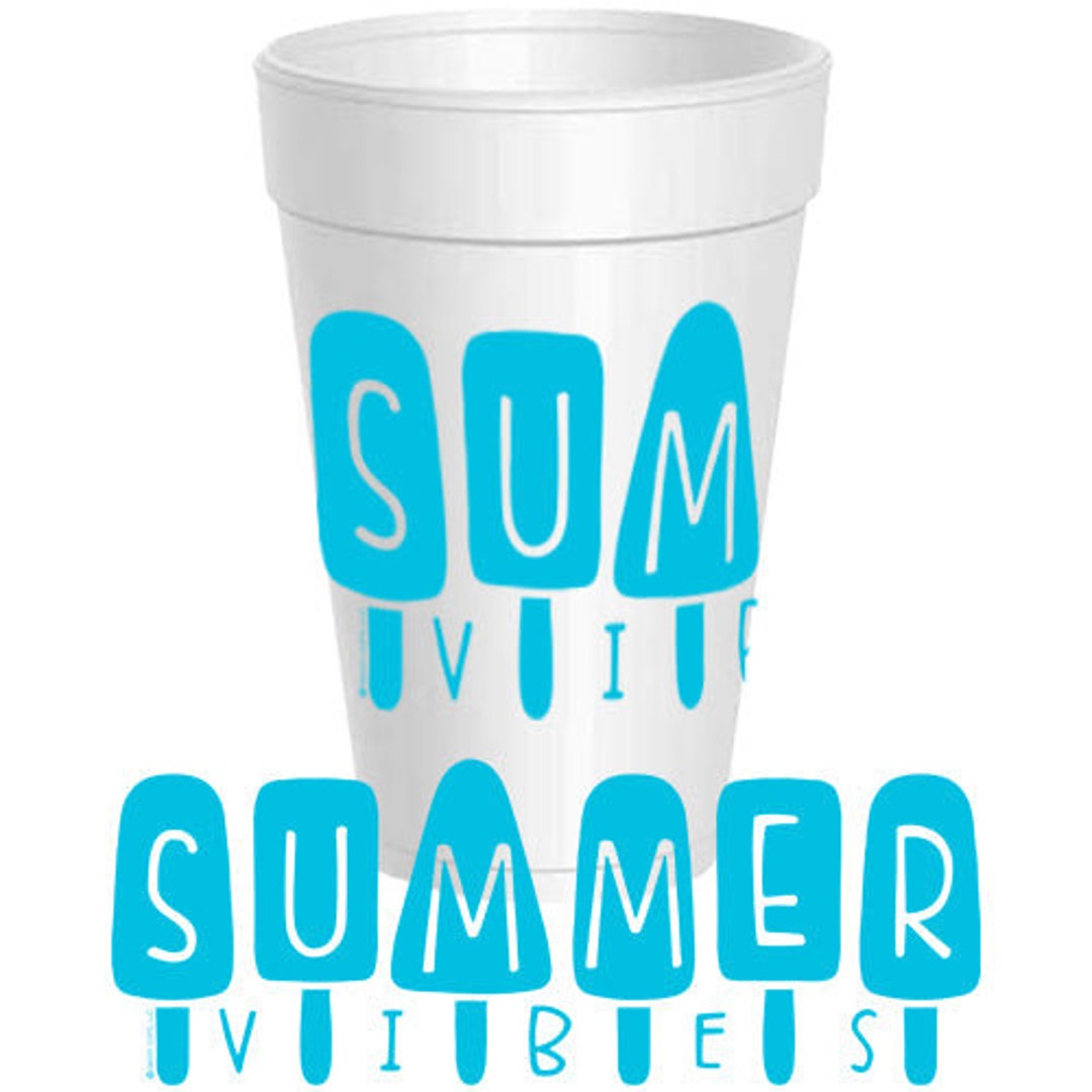 Summer Vibes Popsicle Styrofoam Cups - Set of 25 | 16oz | Fun Summer ...