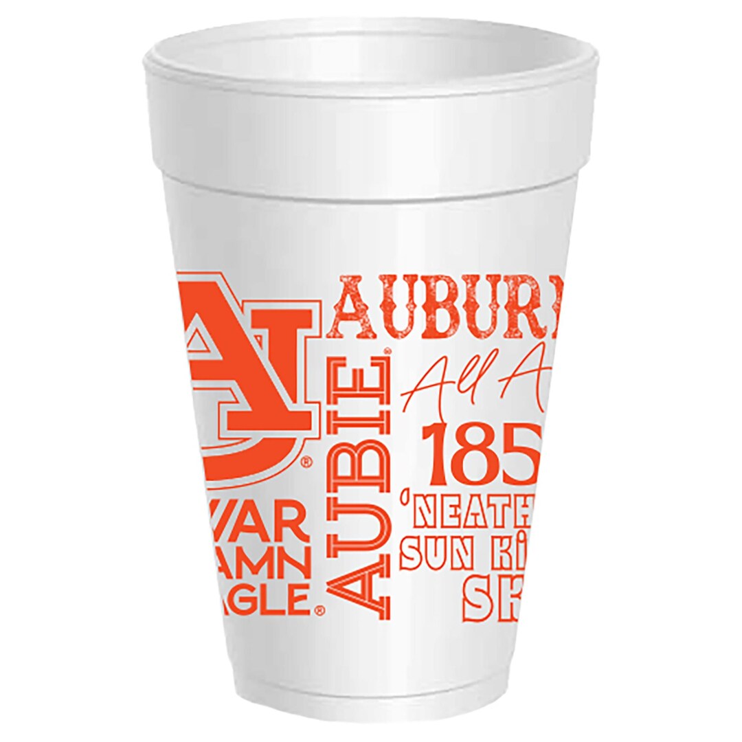 25 Pack - Auburn - Traditions Font Wrap - 16oz Styrofoam Cups ...