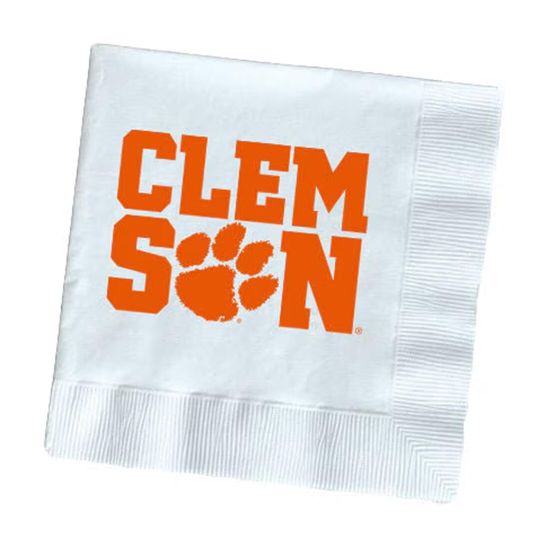 Clemson Napkins - 20 Count Officially Licensed White Beverage Napkins ...