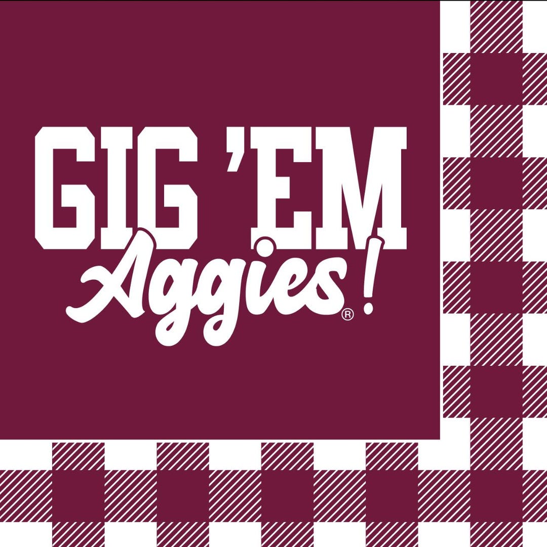Texas A&M - Gig Em Aggies Checkerboard Full Color Paper Napkins - 20 ...