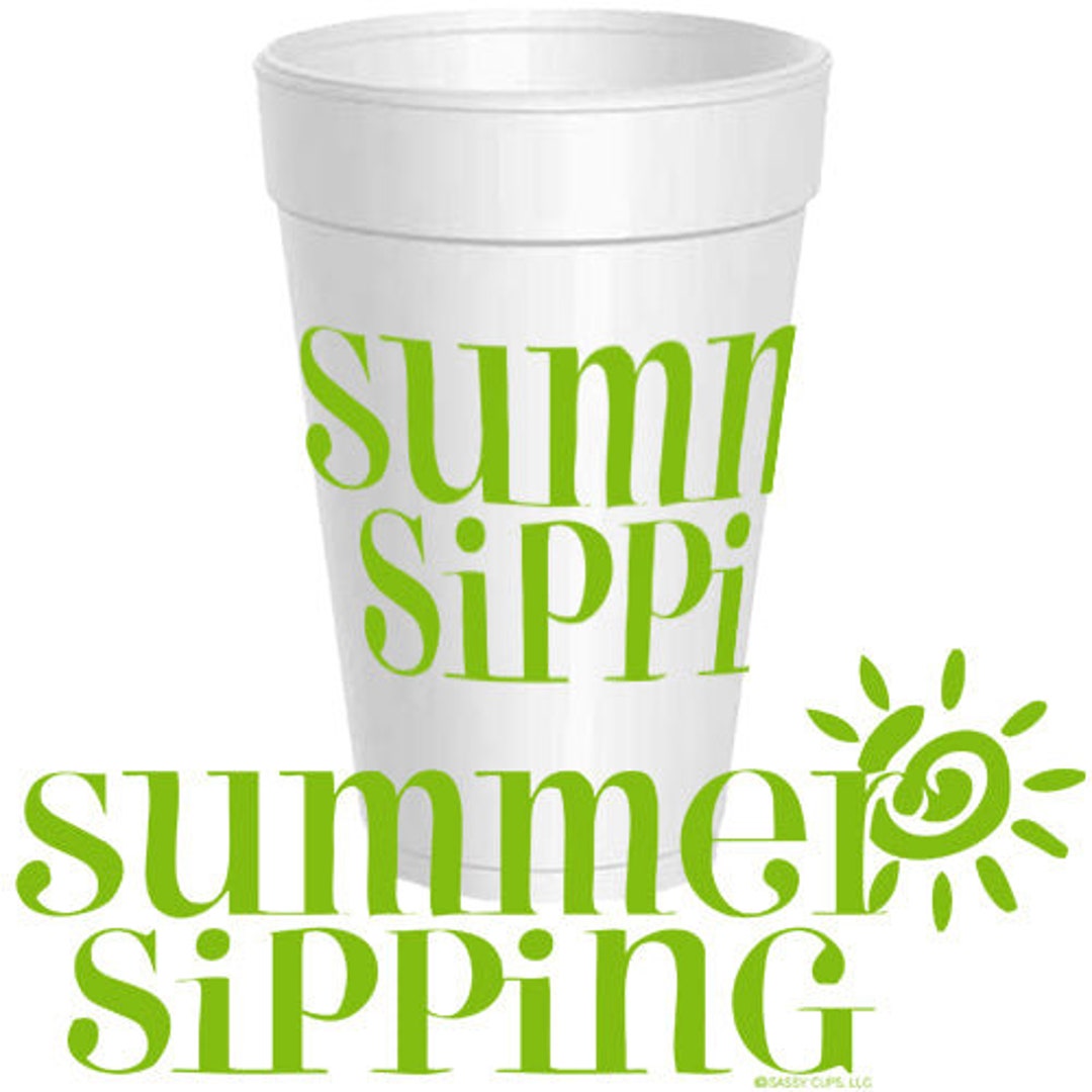 Summer Sipping Styrofoam Cups - Set of 25 | 16oz | Fun Summer Party ...