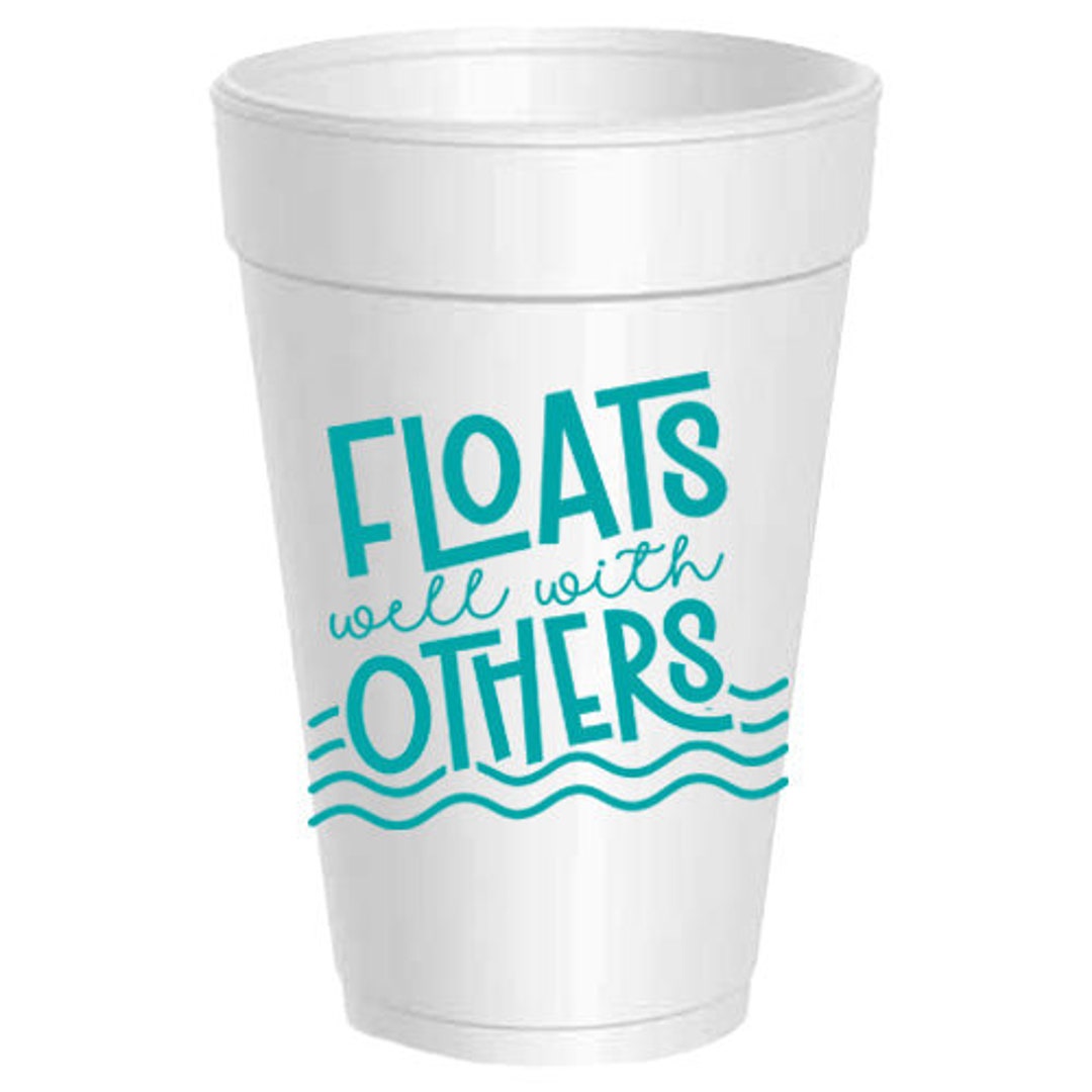 Floats Well With Others Cups - 25 Pack 16oz - Disposable Styrofoam Cups ...