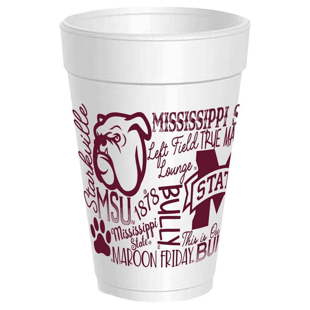 MSU Cups - 25 Pack 16oz - Officially Licensed Mississippi State ...